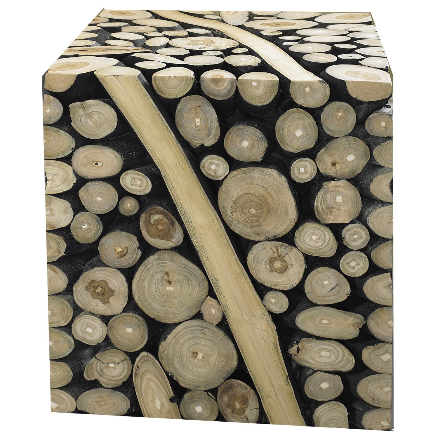 Padma's Plantation SAF03 Safari Side Table Stool in Teak Branches ...