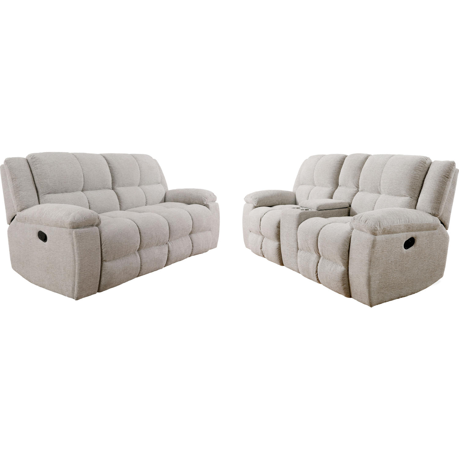 Parker House MBUS-32-OPTA Buster 2 Piece Manual Reclining Sofa Set in Tufted Opal Taupe Fabric