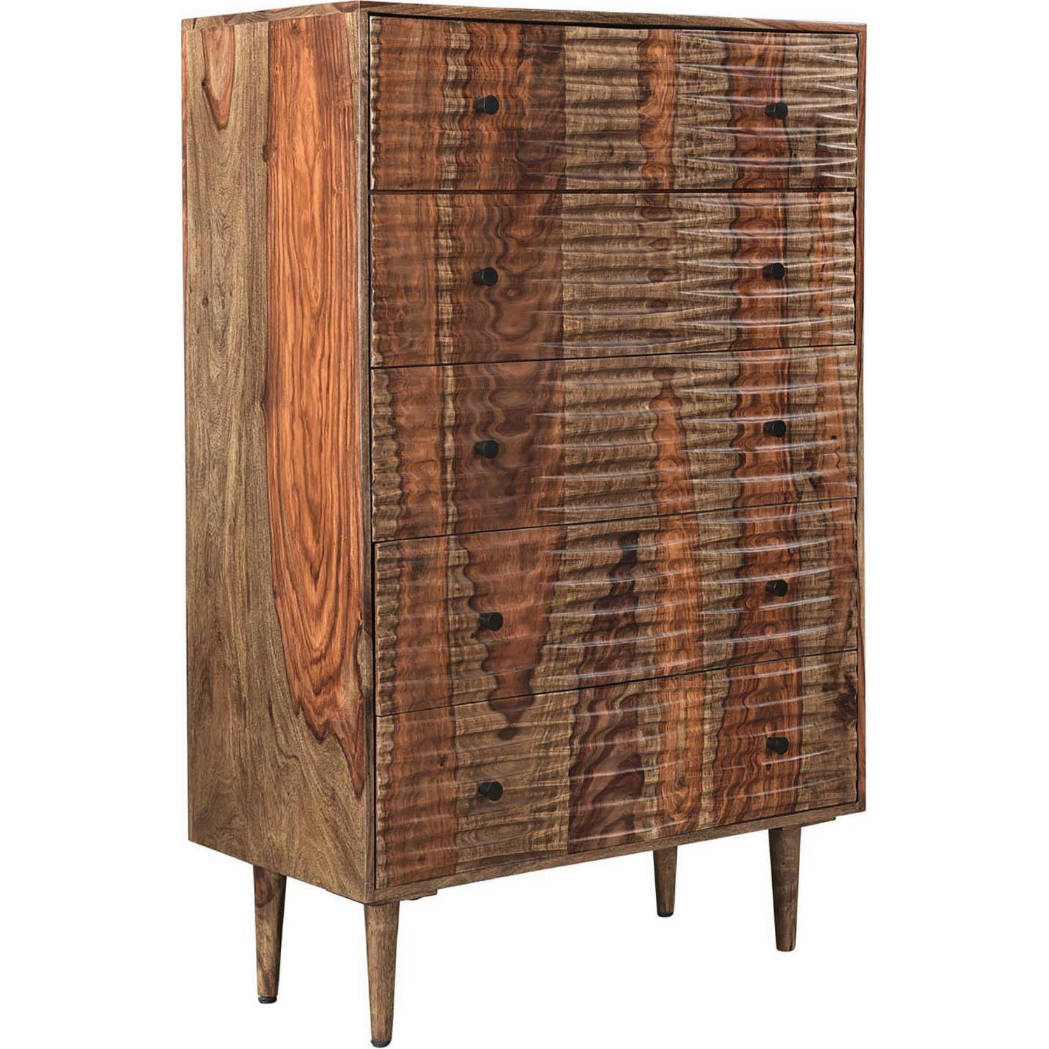 Porter Designs 04-196-05-W005 Waves Chest in Brown Solid Sheesham Wood