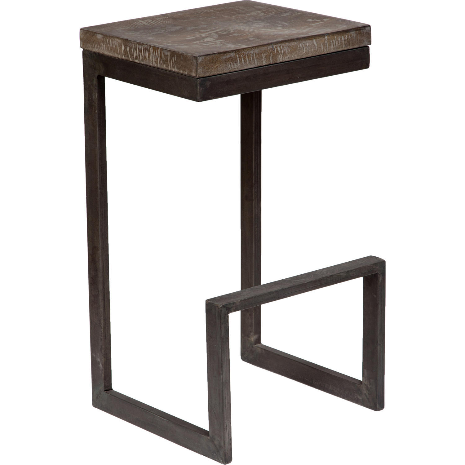 Porter Designs 07-108-24-5260 Cube Bar Stool in Gray Washed Solid Wood ...