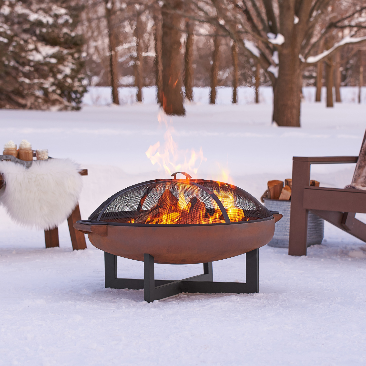 Real Flame 400-RST La Porte Outdoor 37" Round Wood Burning Fire Pit in ...
