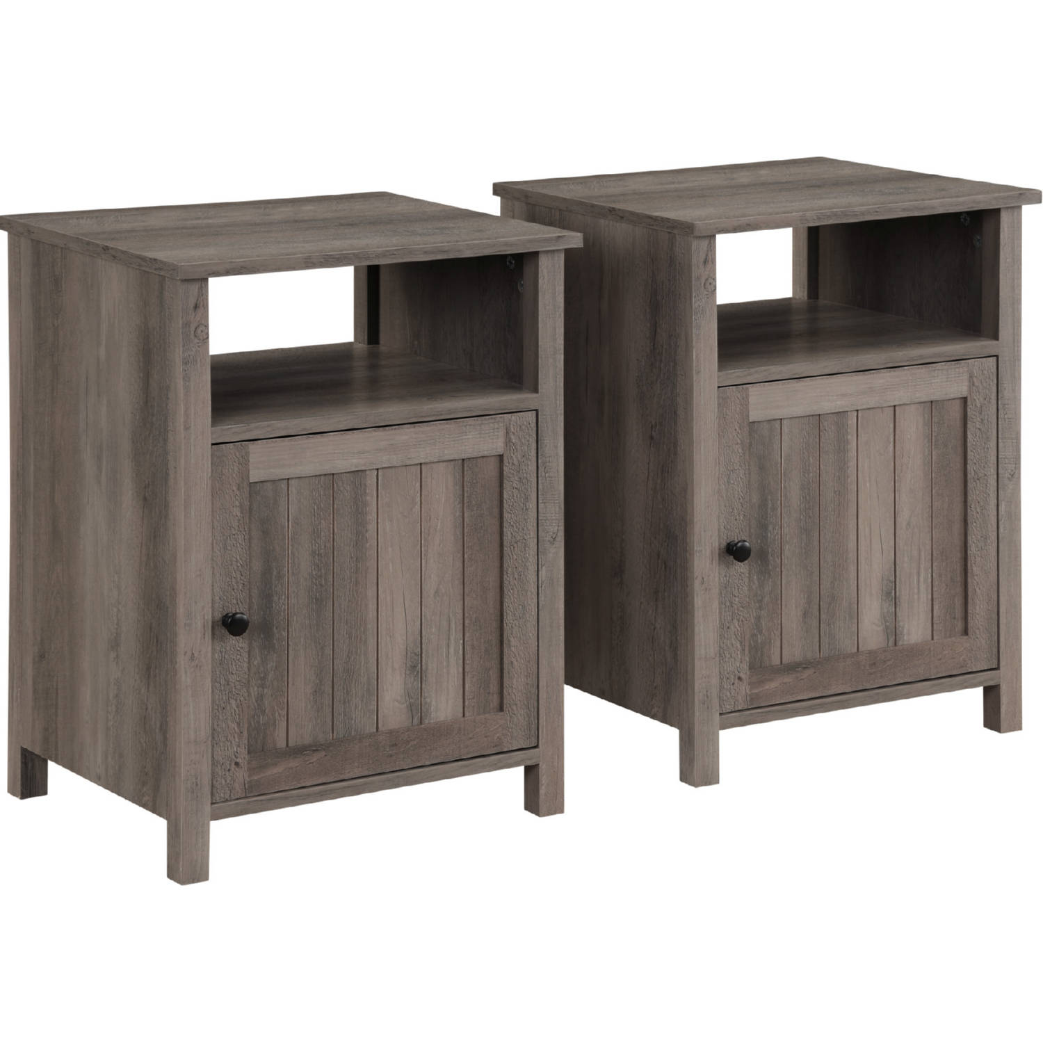 Walker Edison AF18CRASTGW-2PK Craig Grooved Door Side Table in Rustic ...