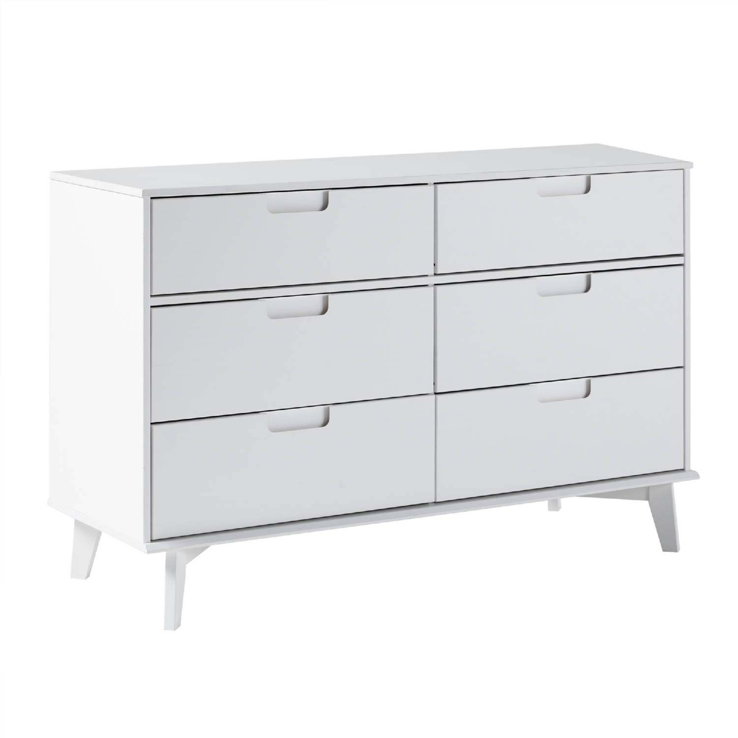 Walker Edison BR6DSLDRWH-T Sloane 6 Drawer Groove Handle Dresser in ...