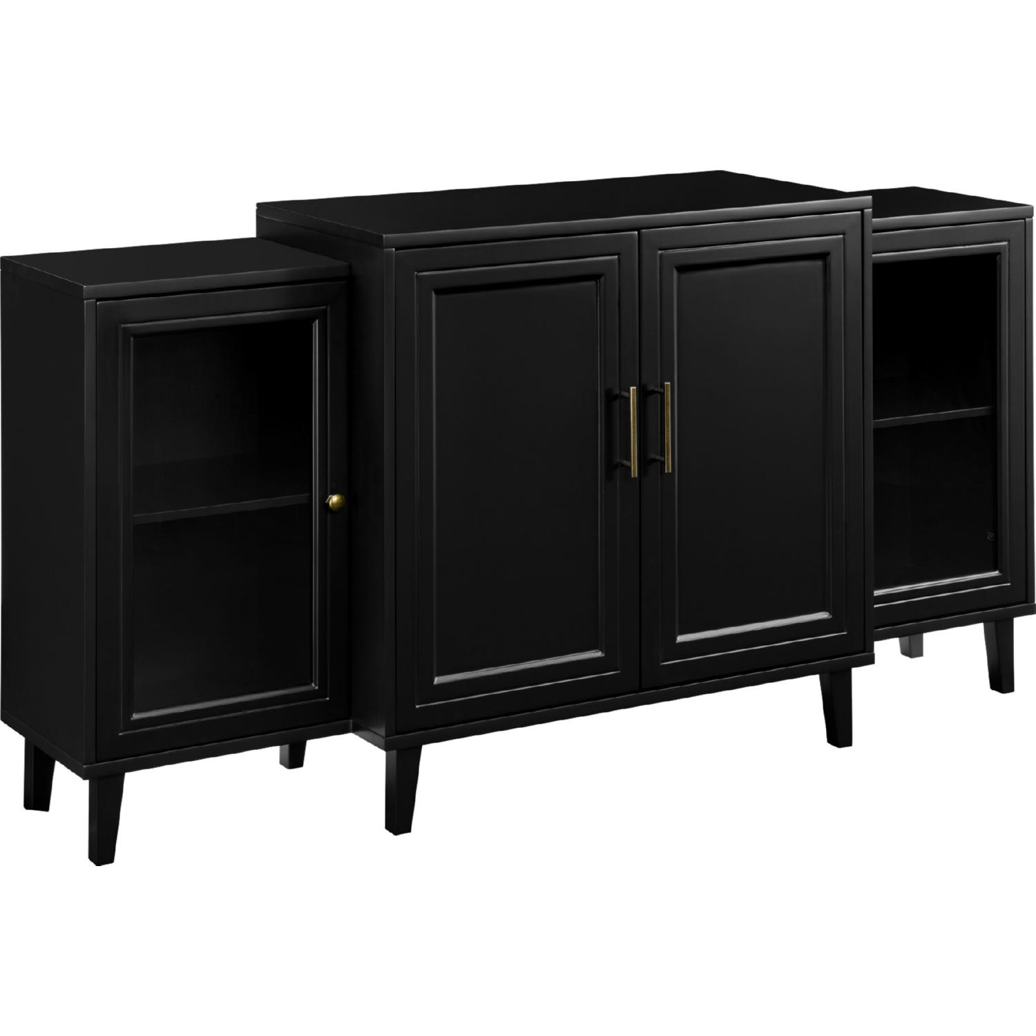 Walker Edison BU62LAU4DBL 62" 4 Door Tiered Modern Buffet Sideboard in ...