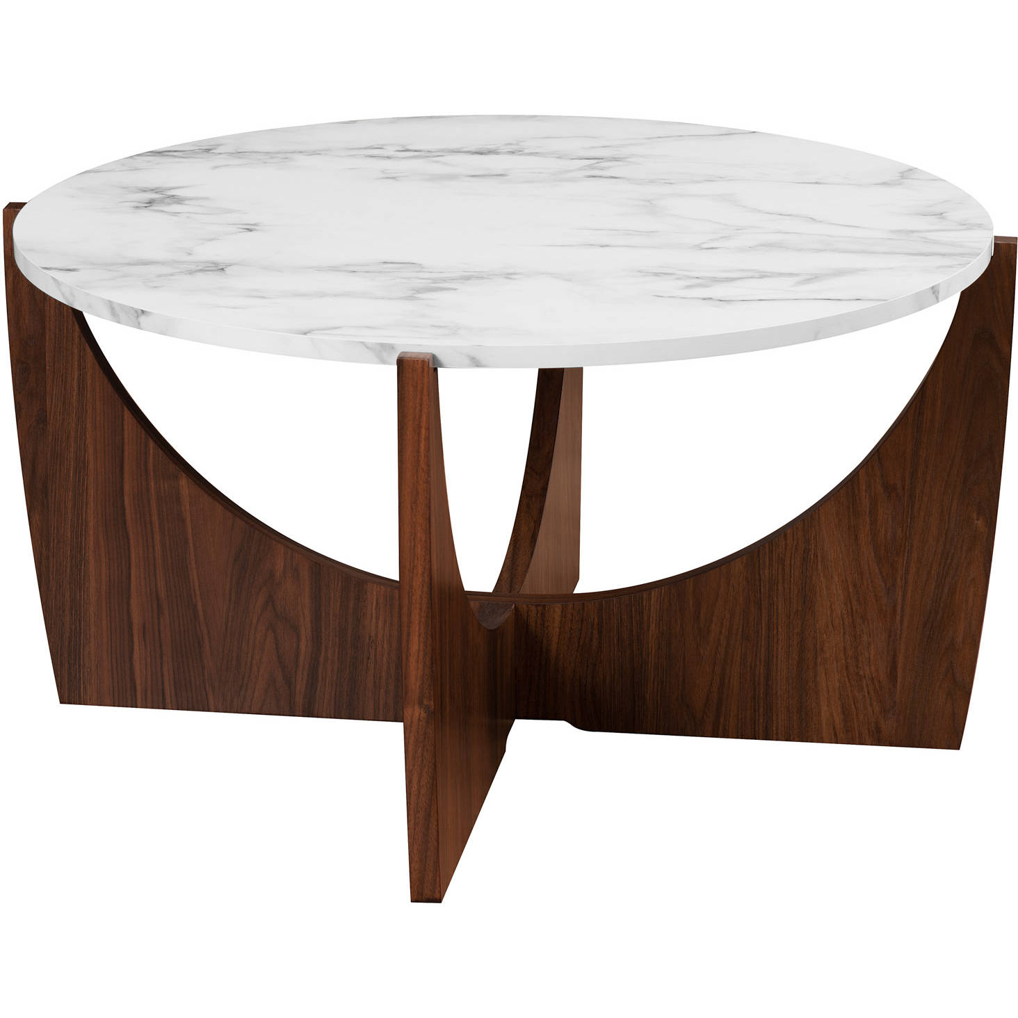 Walker Edison LNAL1KCMDW Luna 35" Round Coffee Table in Faux Calcutta ...