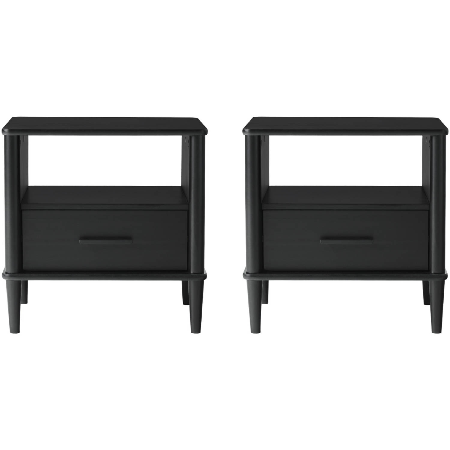 Walker Edison SPNB4CBL-2PK Spindle 20" Spindle Leg Nightstand in Black ...