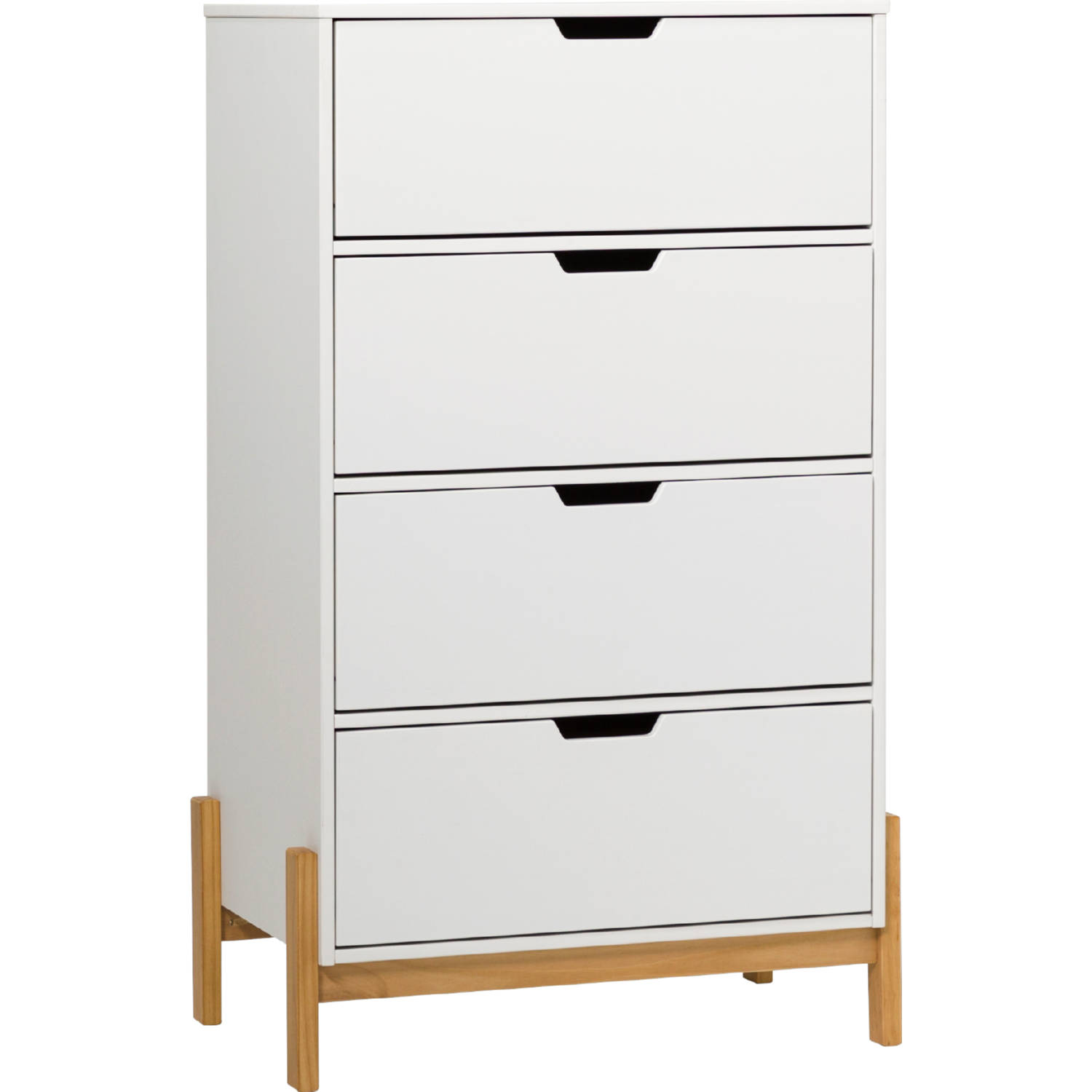 Walker Edison TNNB3BWHP Tanner 4 Drawer Chest in White Finish Pine Wood