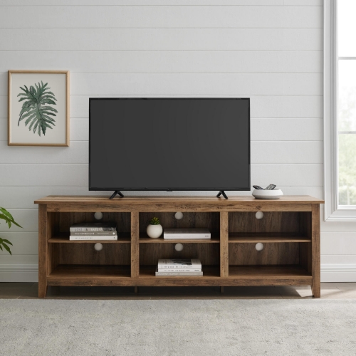 Walker Edison W70CSPRO 70" Rustic TV Stand in Rustic Oak Finish