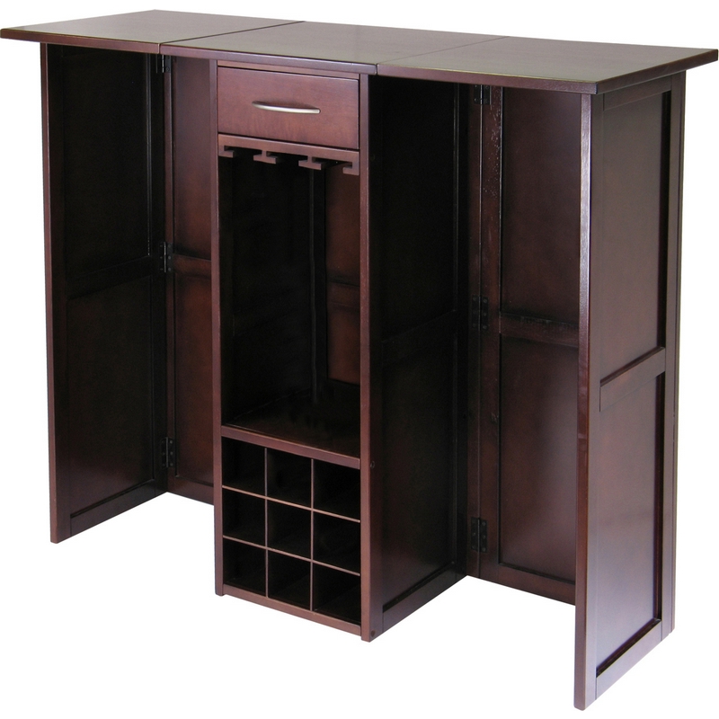 Winsome 94350 Newport Wine Bar Expandable Counter in Antique Walnut